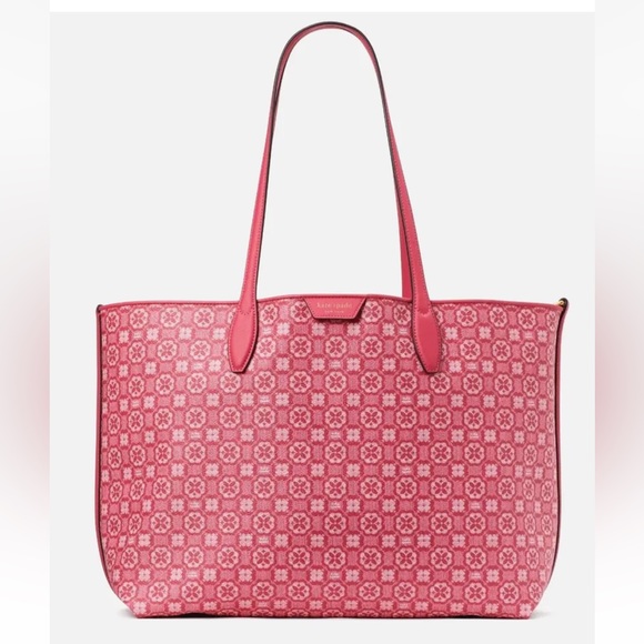 kate spade | Bags | New Kate Spade Flower Monogram Coated Canvas Tote ...